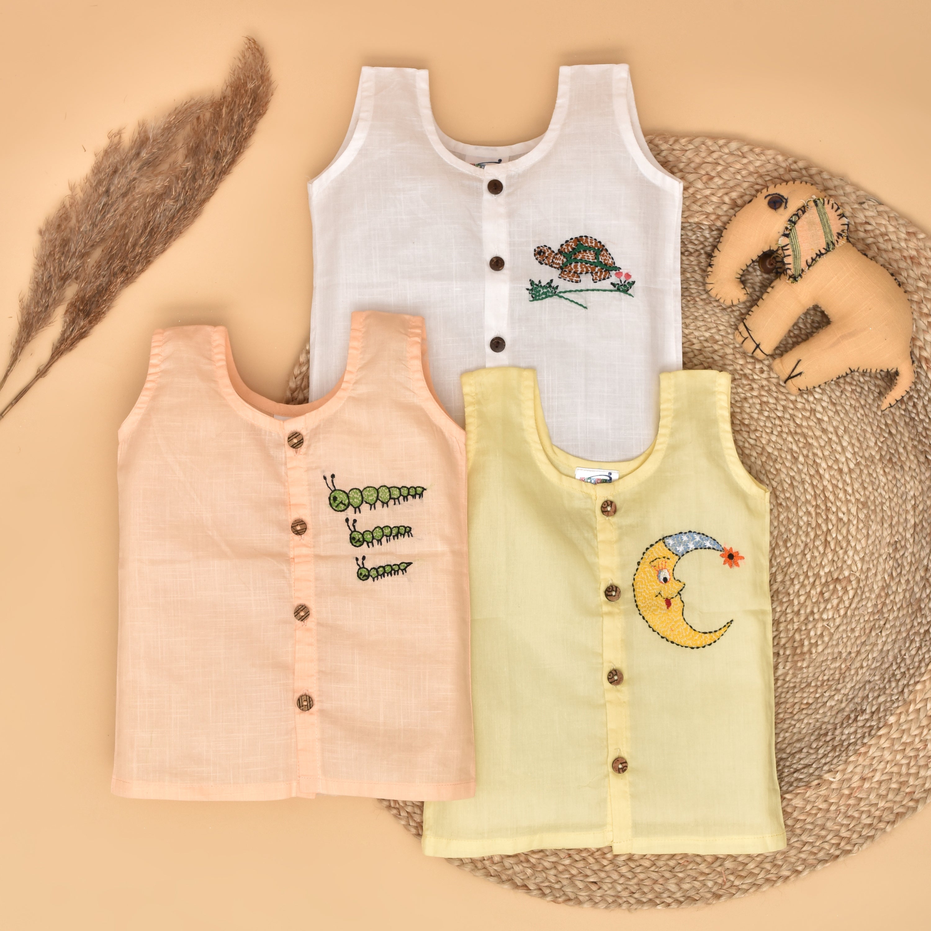 Tropical Night Trio Jabla (Moon, Pineapple and Owl Design)-Pure Cotton ...