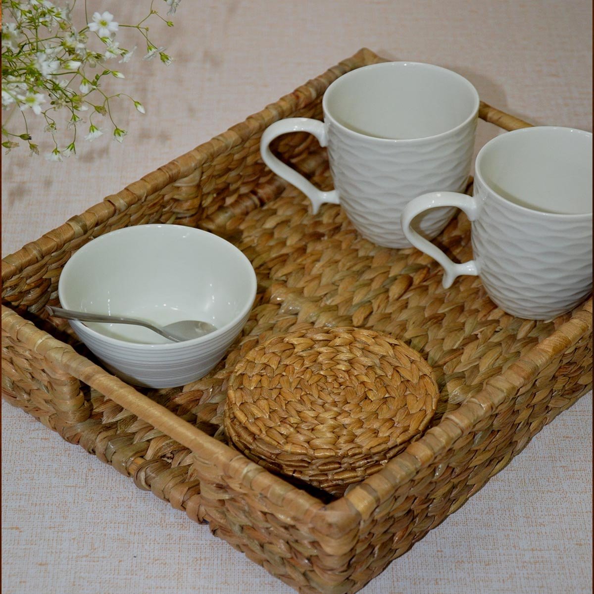 Water Hyacinth Rectangular Tray by DHARINI – Brown Living™