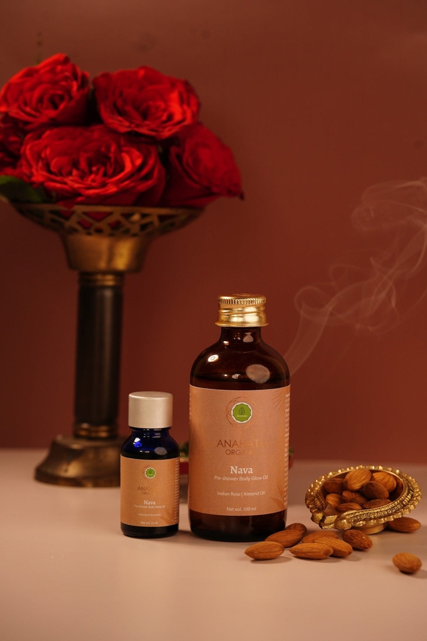 Buy Nava Pre-shower Indian Rose Almond Oil Body Glow Oil Online on Brown Living | Body Oil